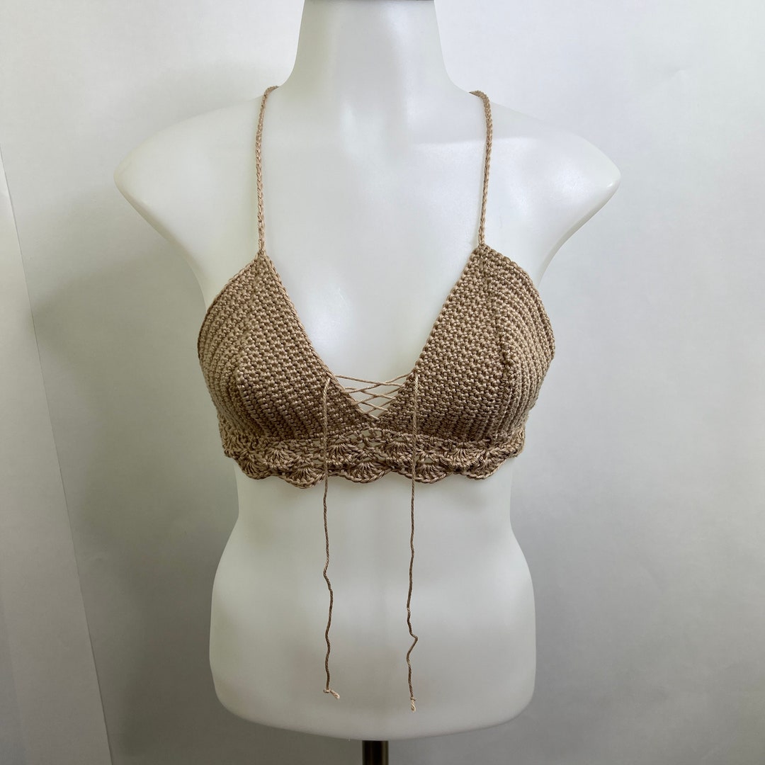Handmade Crochet Bralette Top: Medium Cotton Boho Crop - Etsy