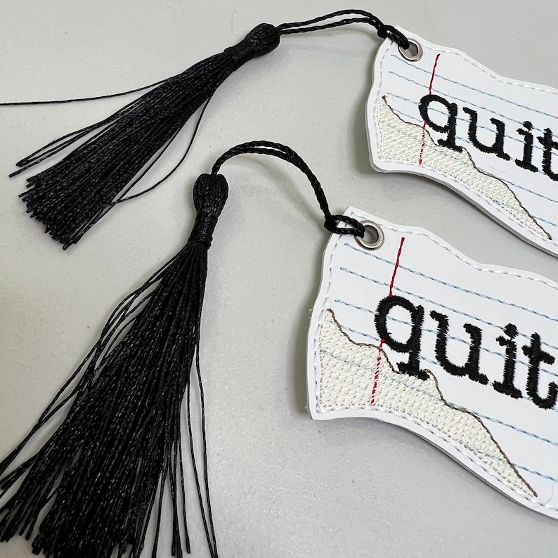 Quitter Strip Embroidered Bookmark: Funny Faux Leather Page Holder - Etsy