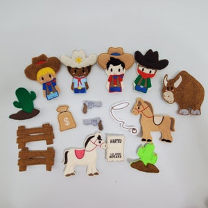 Embroidered Felt Cowboy Finger Puppets: Western Quiet Time Play Set - Etsy