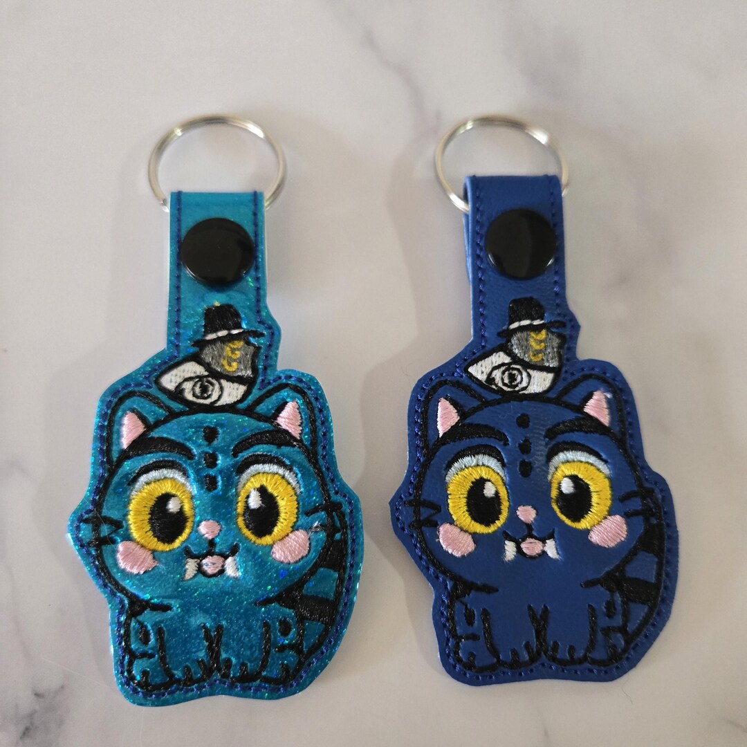 Kpop Demon Hunters Derpy Tiger Keychain Embroidered Saja Boys Cat Blue ...