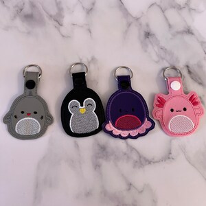 Embroidered Squishy Keychain: Kawaii Animal Key Fob, Backpack Charm - Etsy