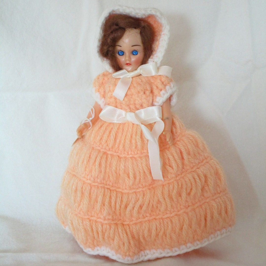 Peaches, 8 Inch Dress up Doll, Peach Crocheted Outfit, With Stand. - Etsy