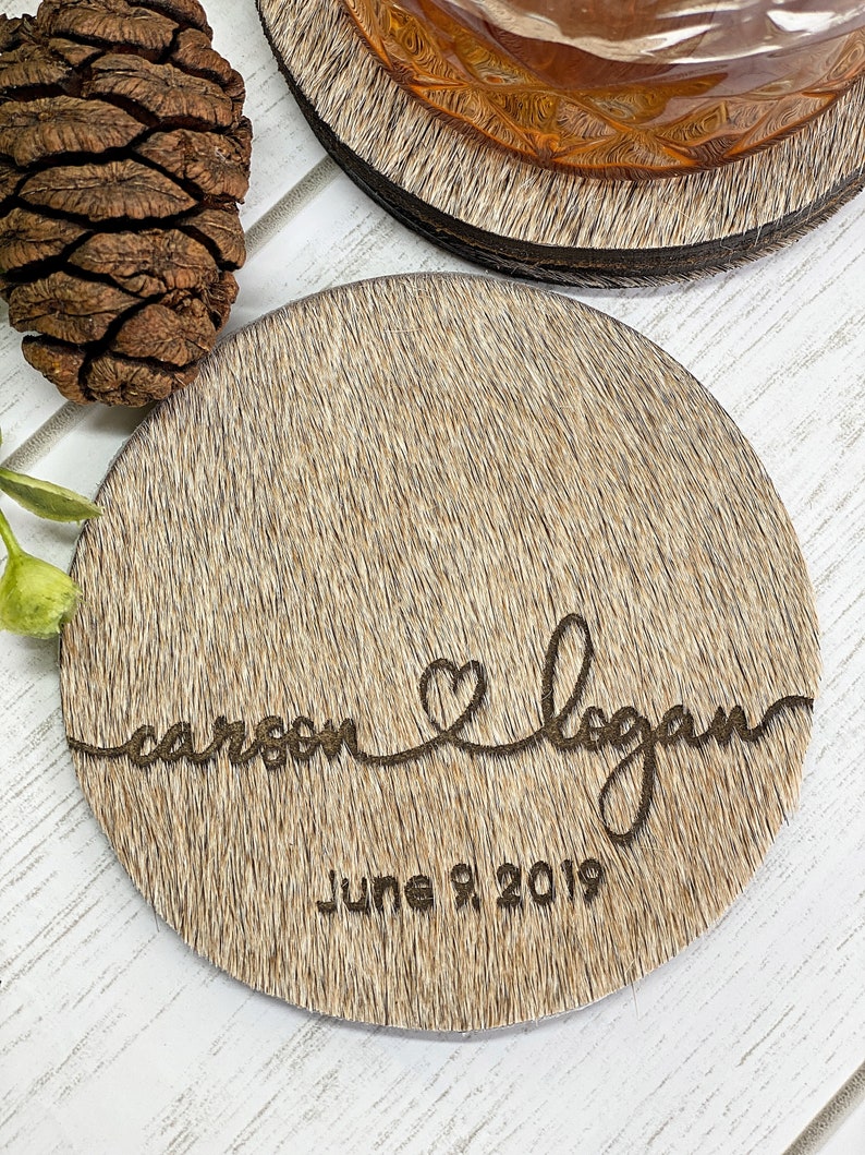 Custom Leather Engraved Coasters Wedding Gift Housewarming - Etsy