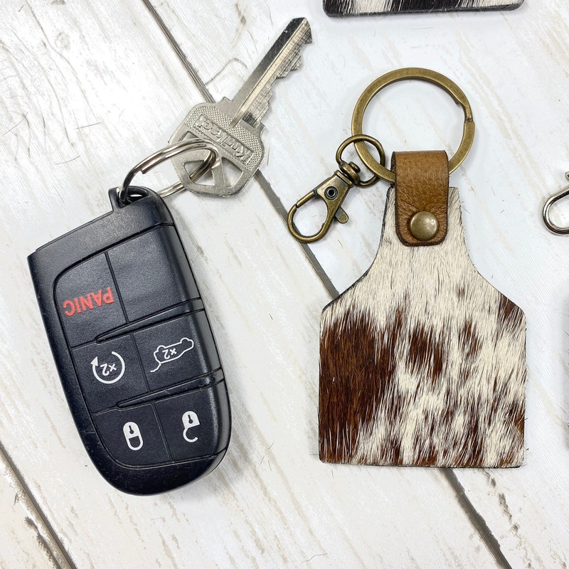 Cow Tag Keychain - Etsy