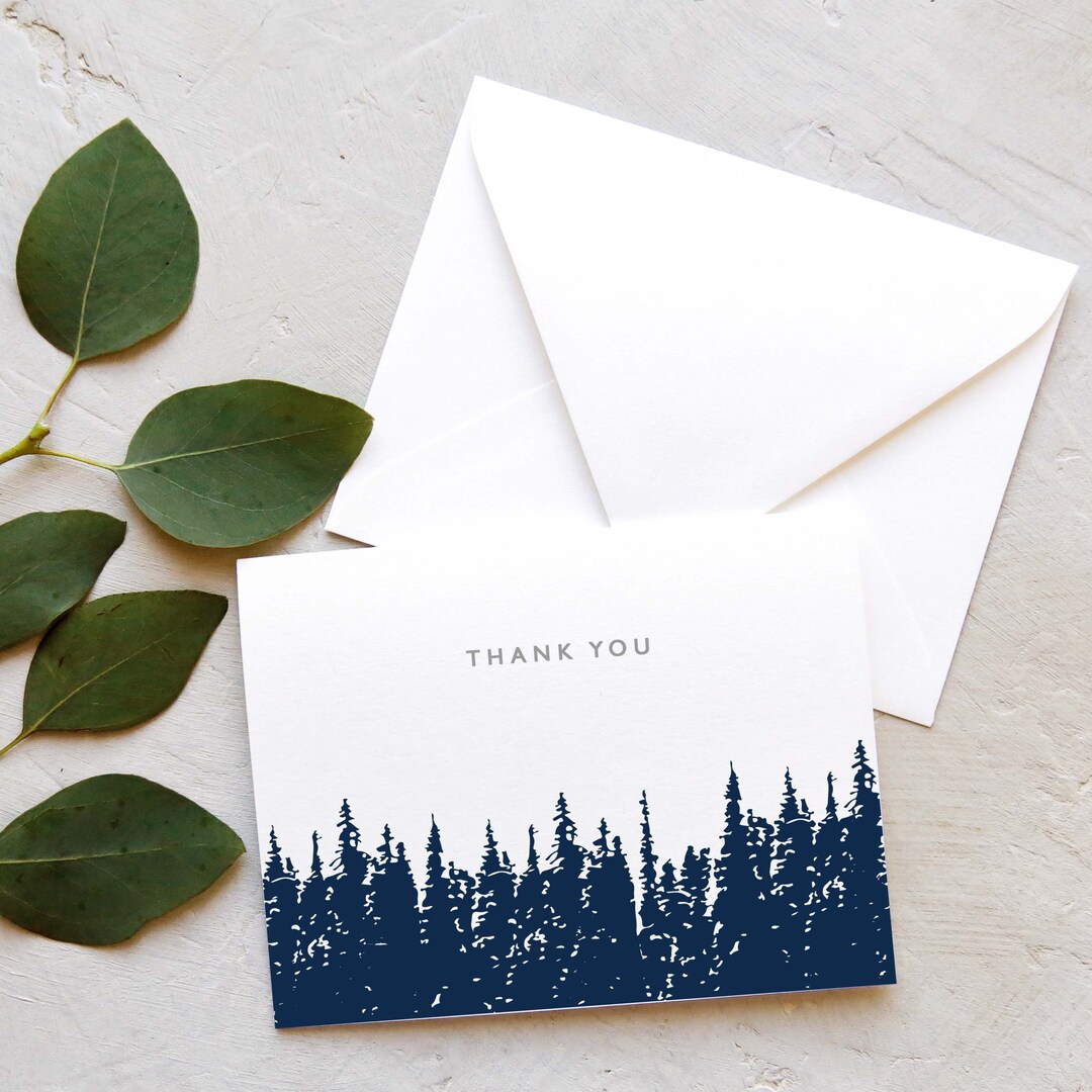 Tree Silhouette Thank You Card - Perfect for Mountain Themed Weddings ...