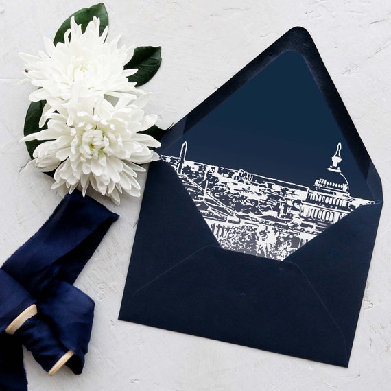 Washington DC Skyline Lined Envelopes Invitations - Etsy