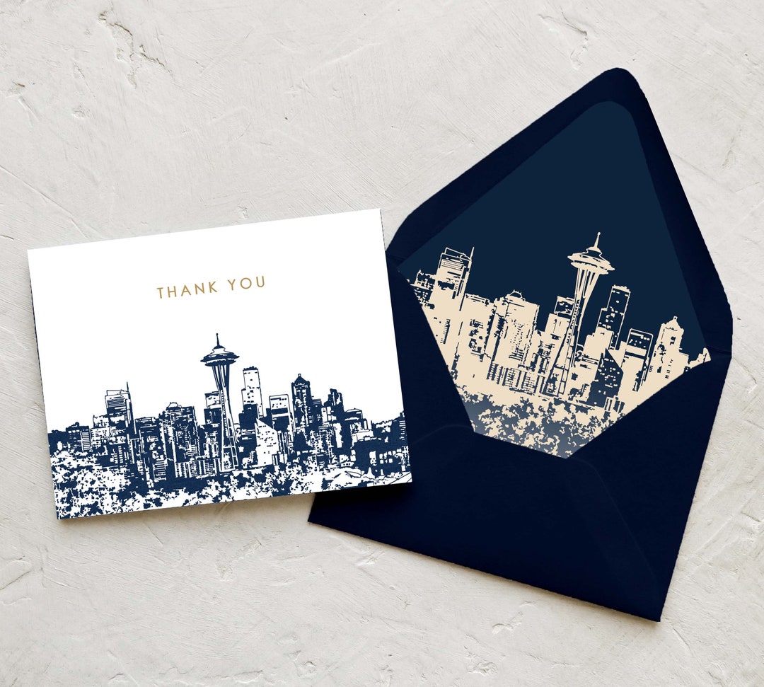 Seattle, Washington Thank You Notes - Seattle Skyline Thank You Cards ...
