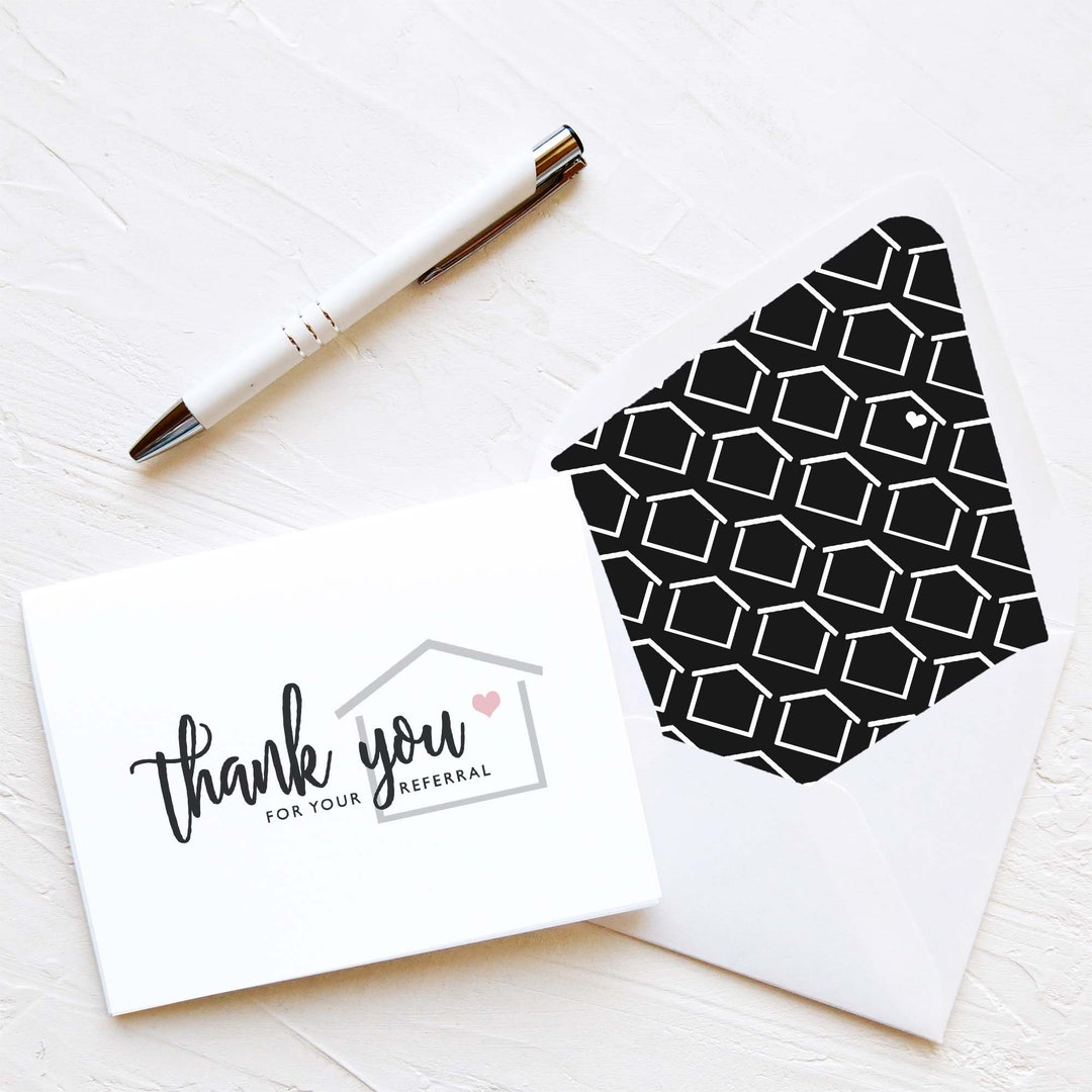 Real Estate Agent Thank You Cards | Realtor Referral Card | Large White ...