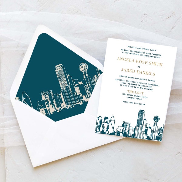 Dallas Skyline Wedding Invitations - Etsy