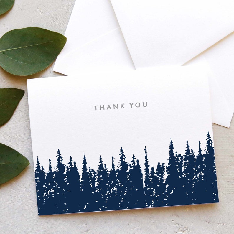 Tree Silhouette Thank You Card Perfect for Mountain Themed - Etsy