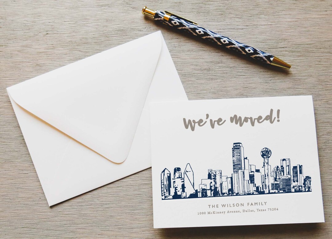 Change of Address - Dallas - Dallas Skyline - Moving Announcements ...