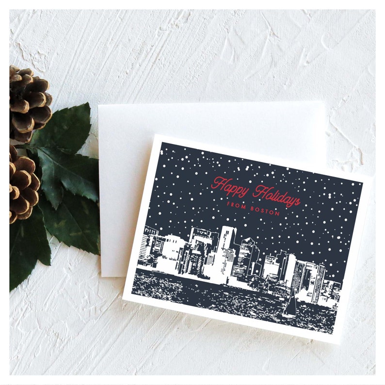 Boston Holiday Card Business Holiday Greeting Card Set - Etsy