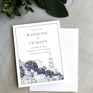 Charleston, South Carolina Skyline Save the Date Cards | A2 Size | Wedding | Invitations ...