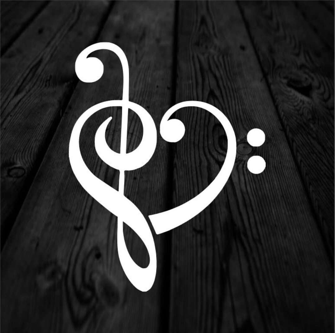 Music Clef Heart Decal Love Music Decal Intertwined Bass and Treble ...