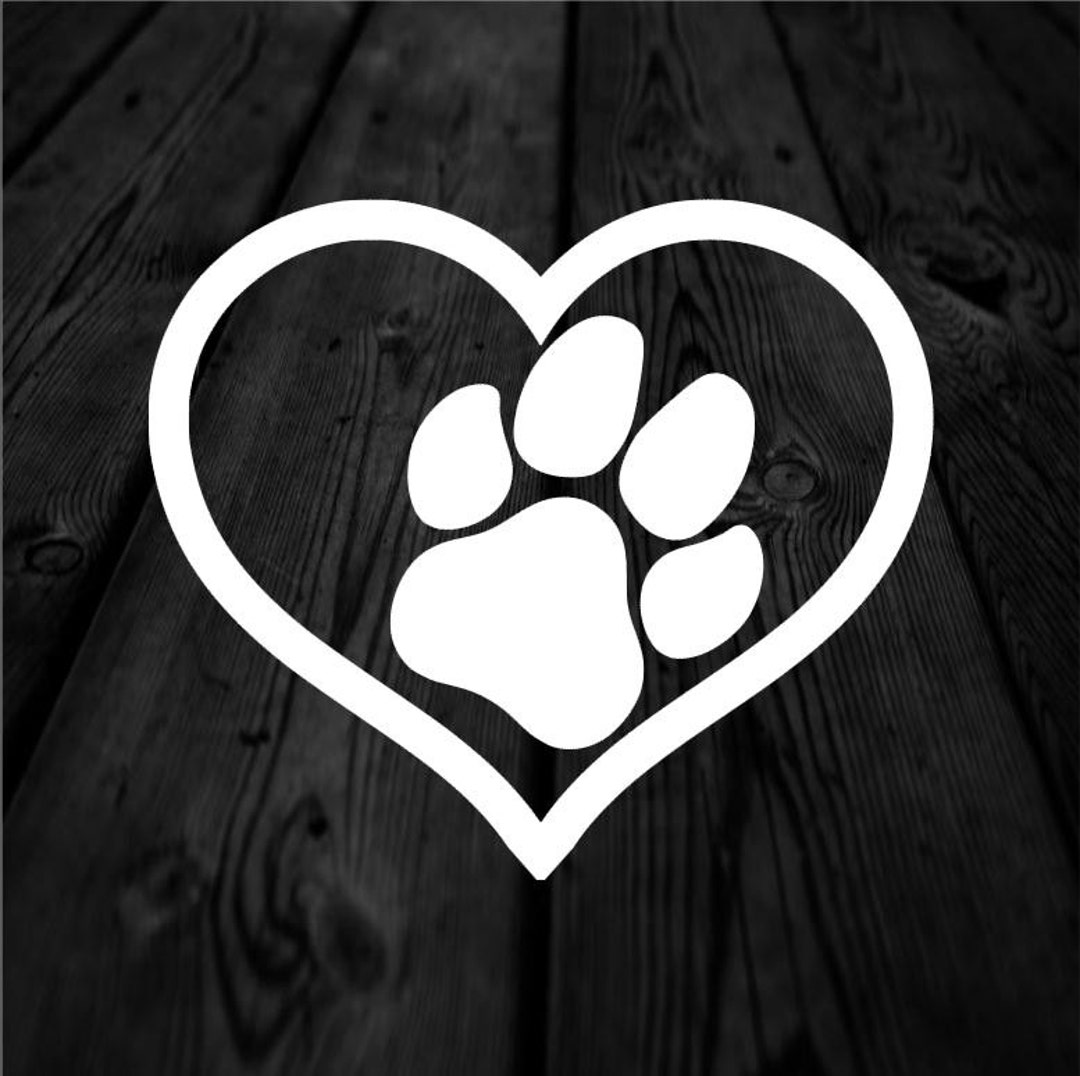 Dog Paw Heart Decal I Love My Dog Decal Solid Symbols Decal Car Decal ...
