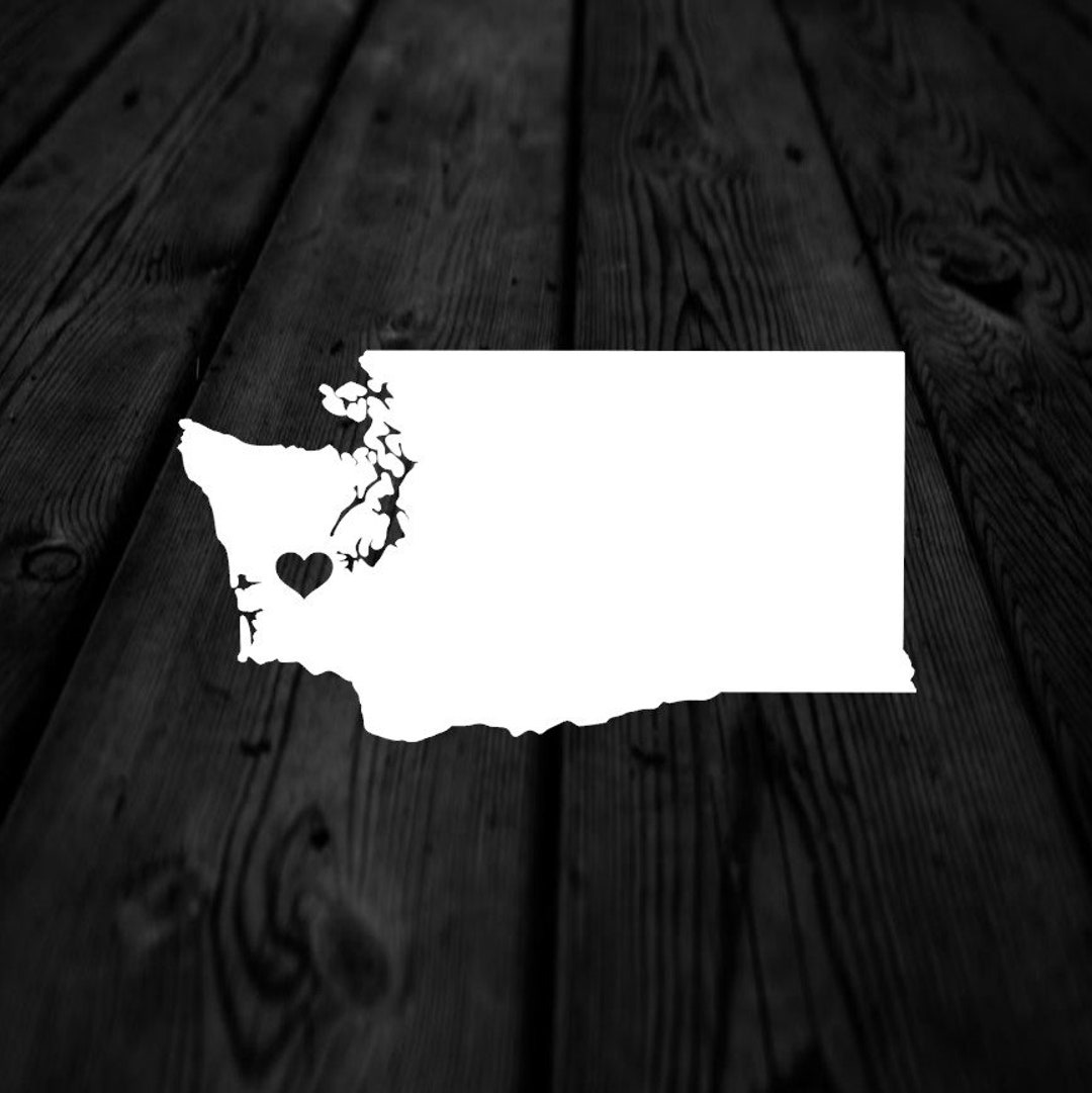 Washington State With Heart Over Home Town Decal | Heart City State ...