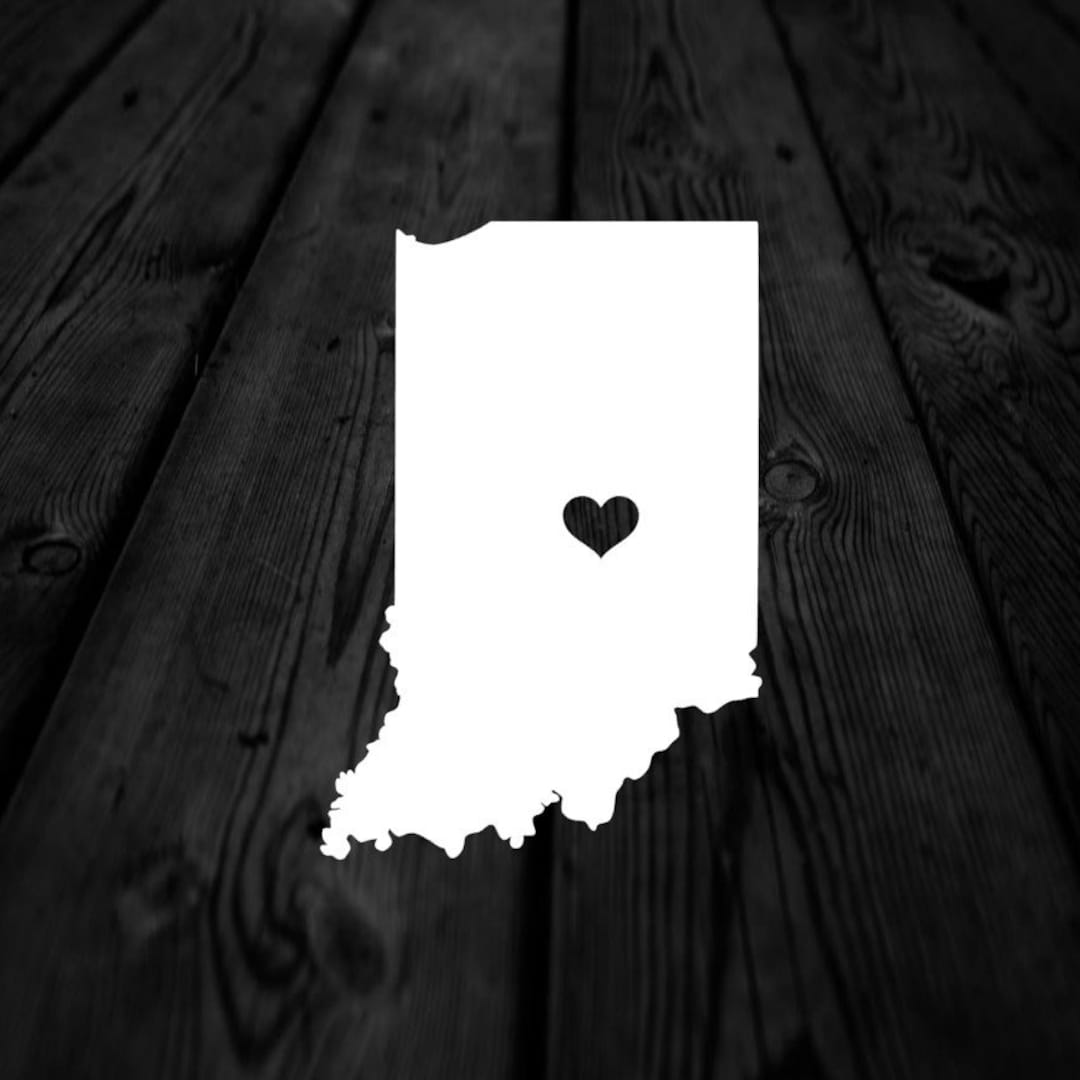 Indiana State With Heart Over Home Town Decal | Heart City State Decal ...