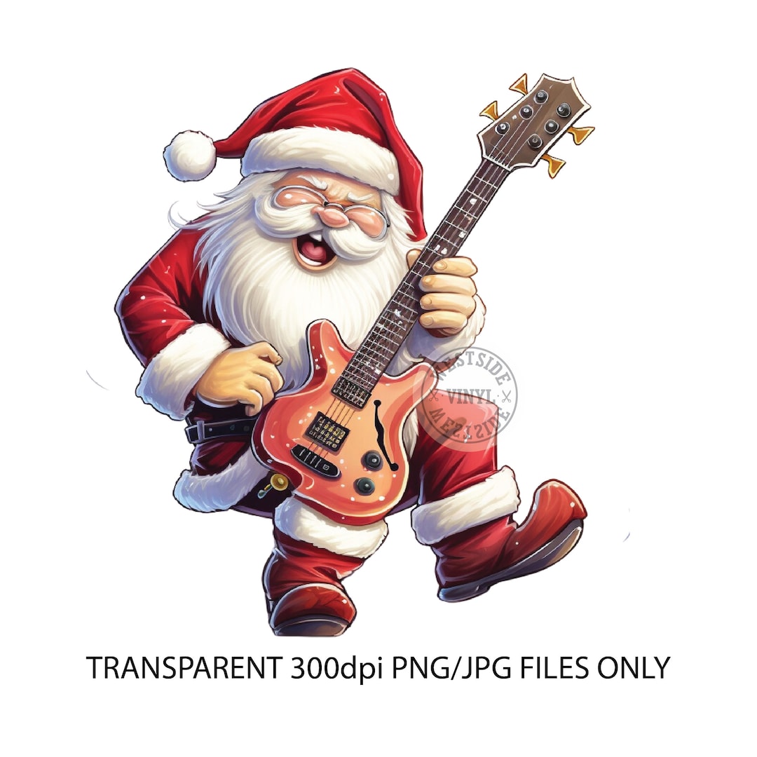 Santa Playing Guitar Christmas Sublimation File - Download Only - Santa ...