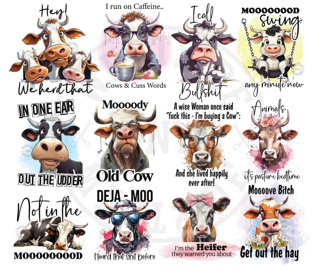 X12 Funny Cow Sublimation Designs - Sublimation Designs Bundle ...