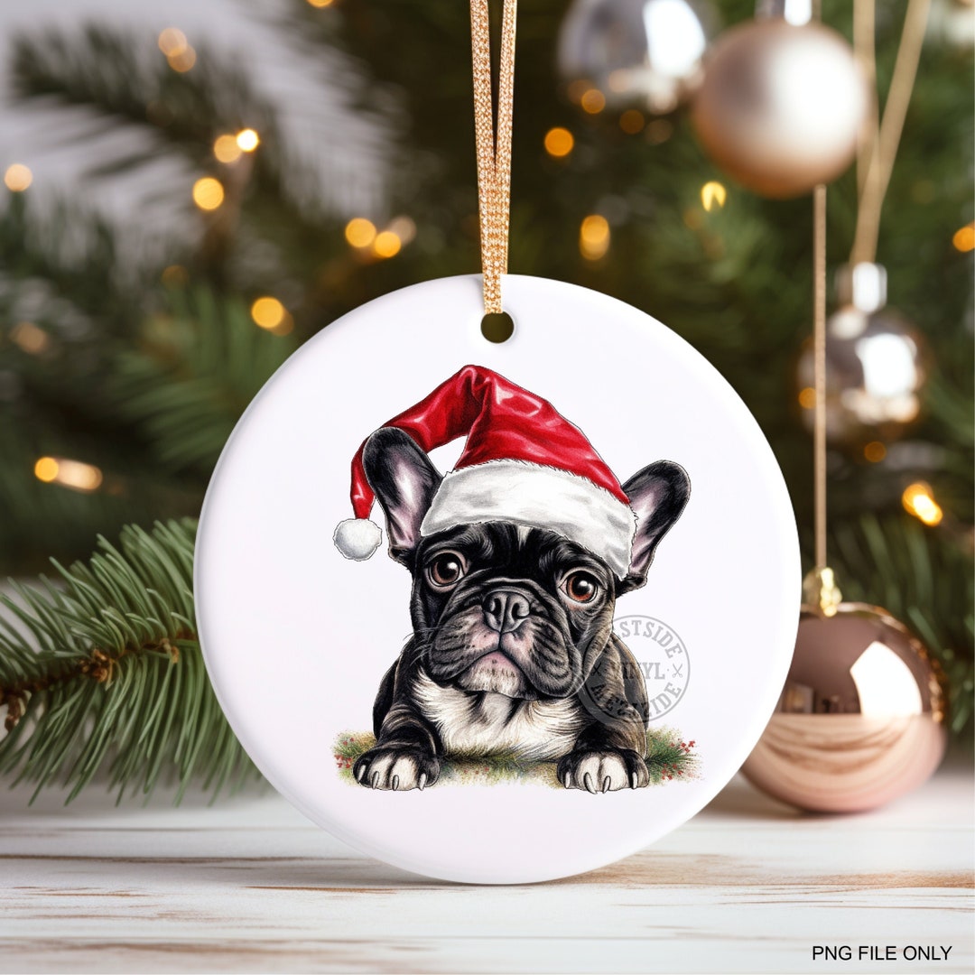 Cute Bulldog Sublimation Design for Christmas Tree Ornaments - French ...