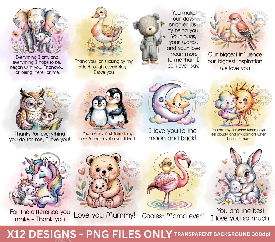 Watercolour Png Bundle Designs for Sublimation Perfect for Mothers Day ...