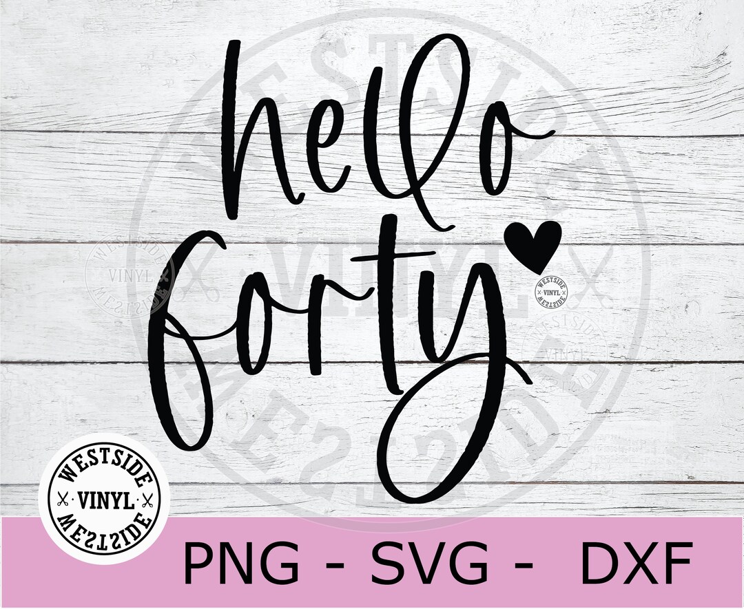 Hello Forty Svg - 40th Cut Files - Birthday Cut File Forty - 40th ...