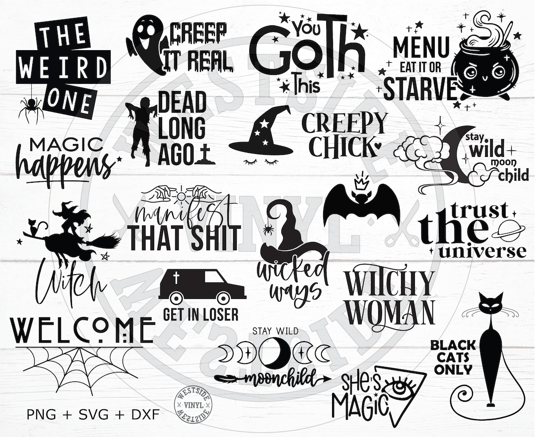 SVG BUNDLE WITCH - Svg Witch Bundle - Svg Silhouette - Moon Svg File ...