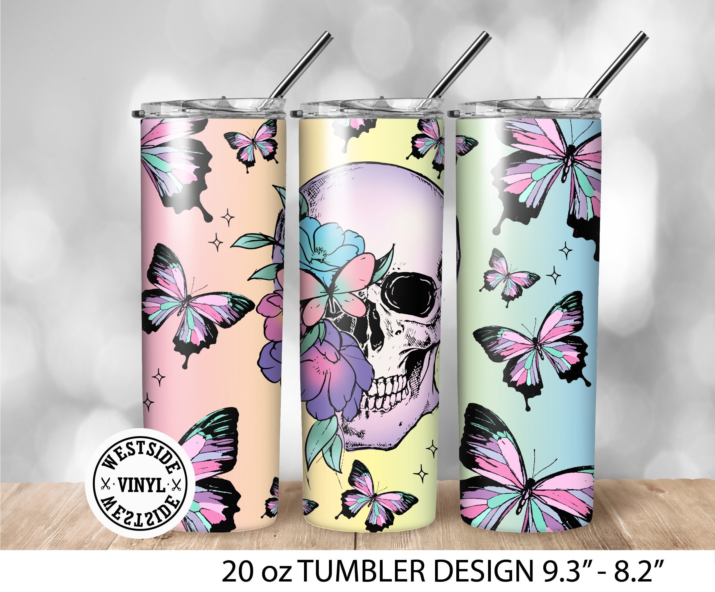 Skull Background - Skulls Sublimation File - Design for Tumblers - 20oz ...