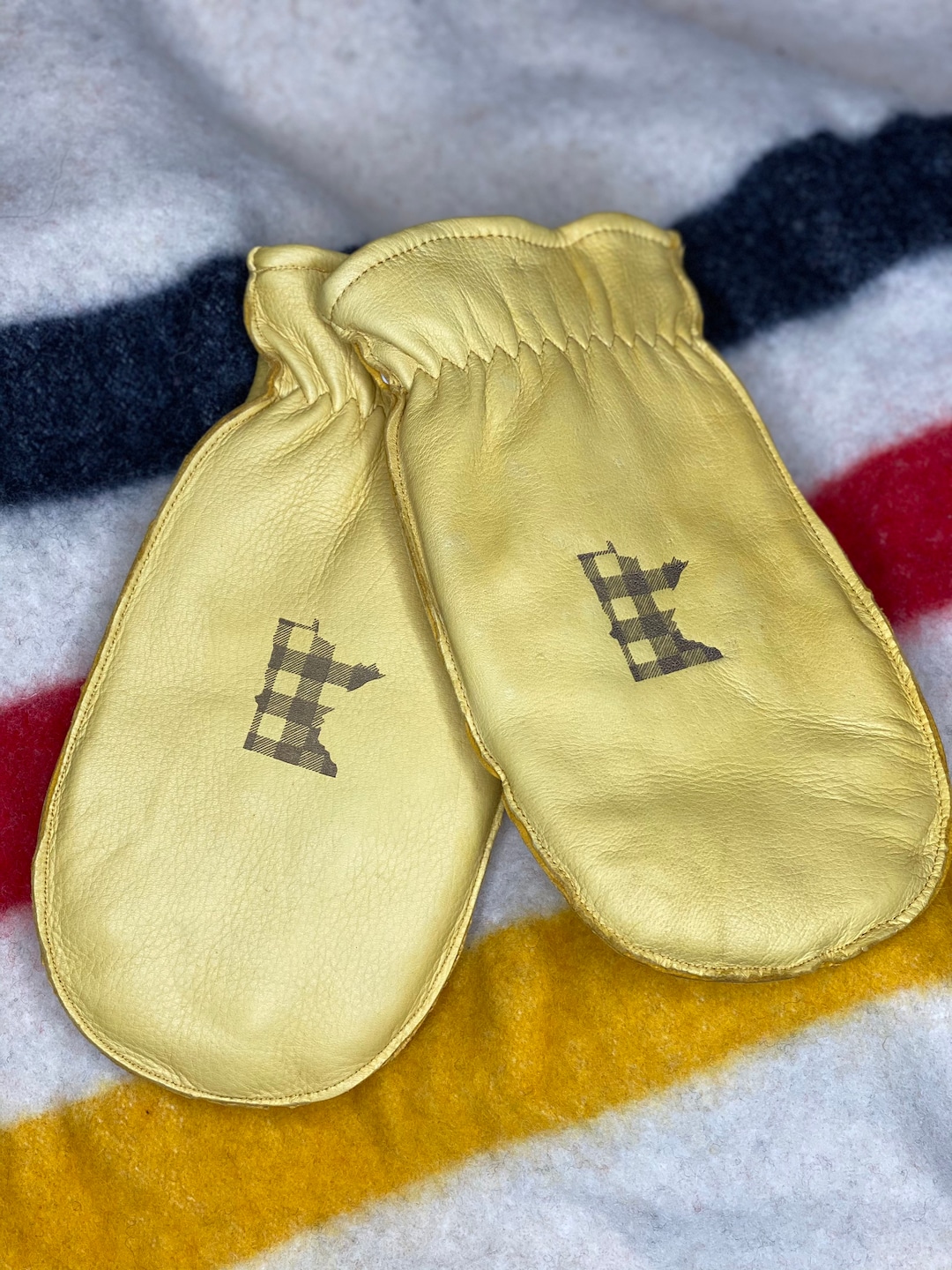 Plaid Minnesota Deerskin Leather Chopper Mittens - Etsy