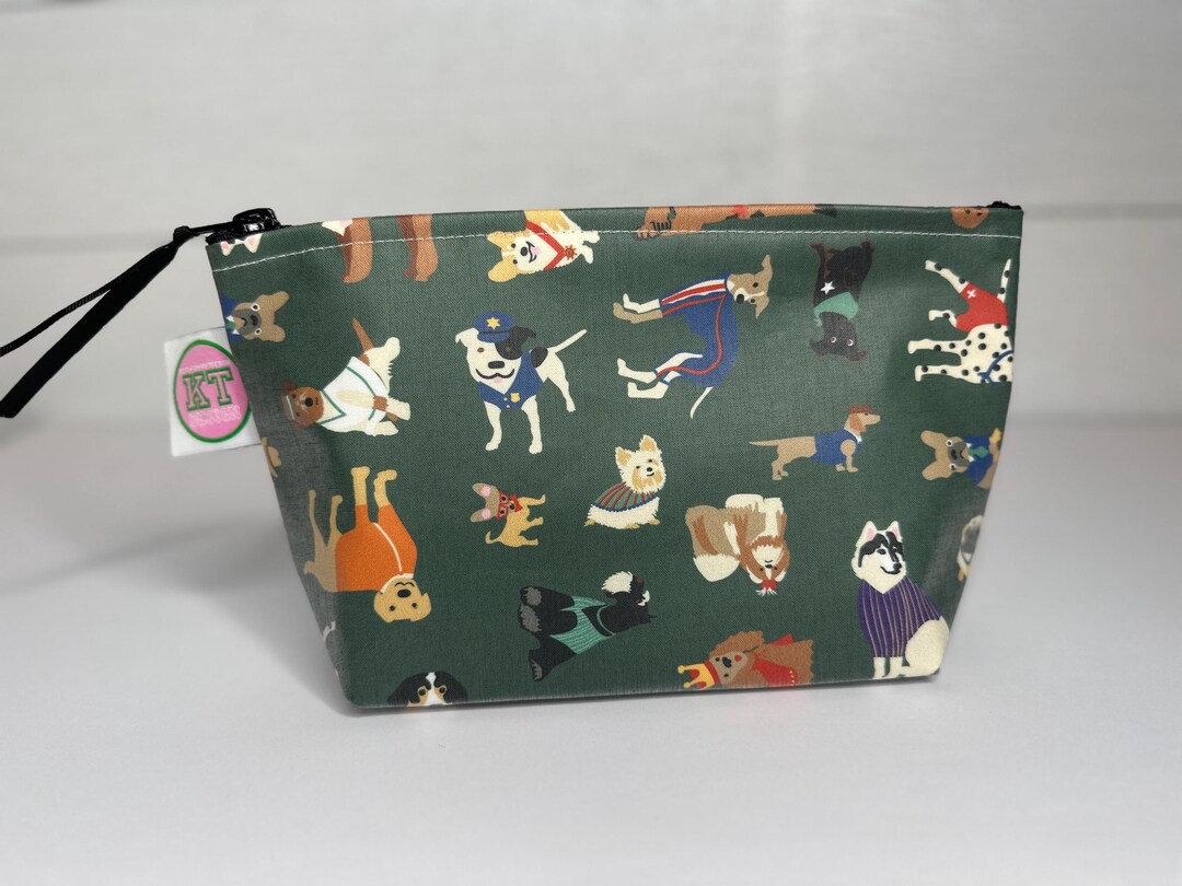 Colorful Dogs Laminated Cotton and Oilcloth Cosmetic Bag, Waterproof ...