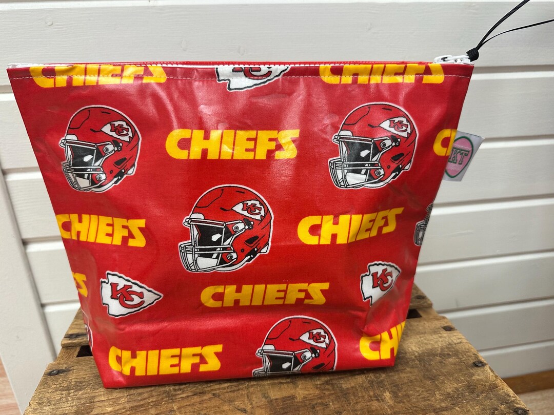 Chiefs Laminated Cotton Zipper Pouch, Waterproof Makeup, Toiletries ...