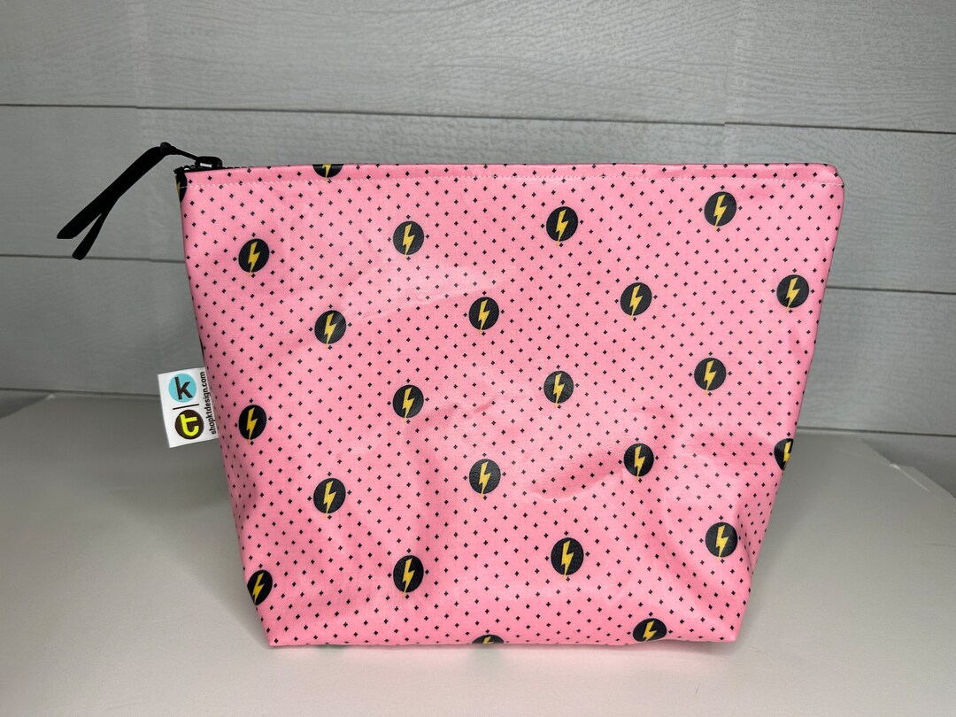 Pink Shazam 12 Inch Zip Laminated Cotton and Oilcloth Pouch, Waterproof ...
