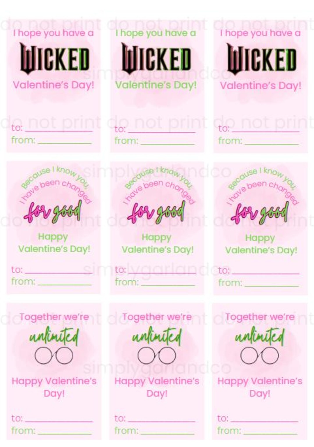Wicked Inspired Printable Valentines - Etsy