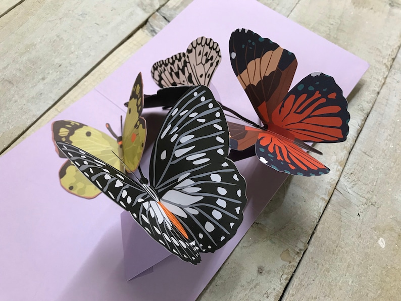 Pop up Card - 4 Flying Butterflies Design by 2totango - Etsy
