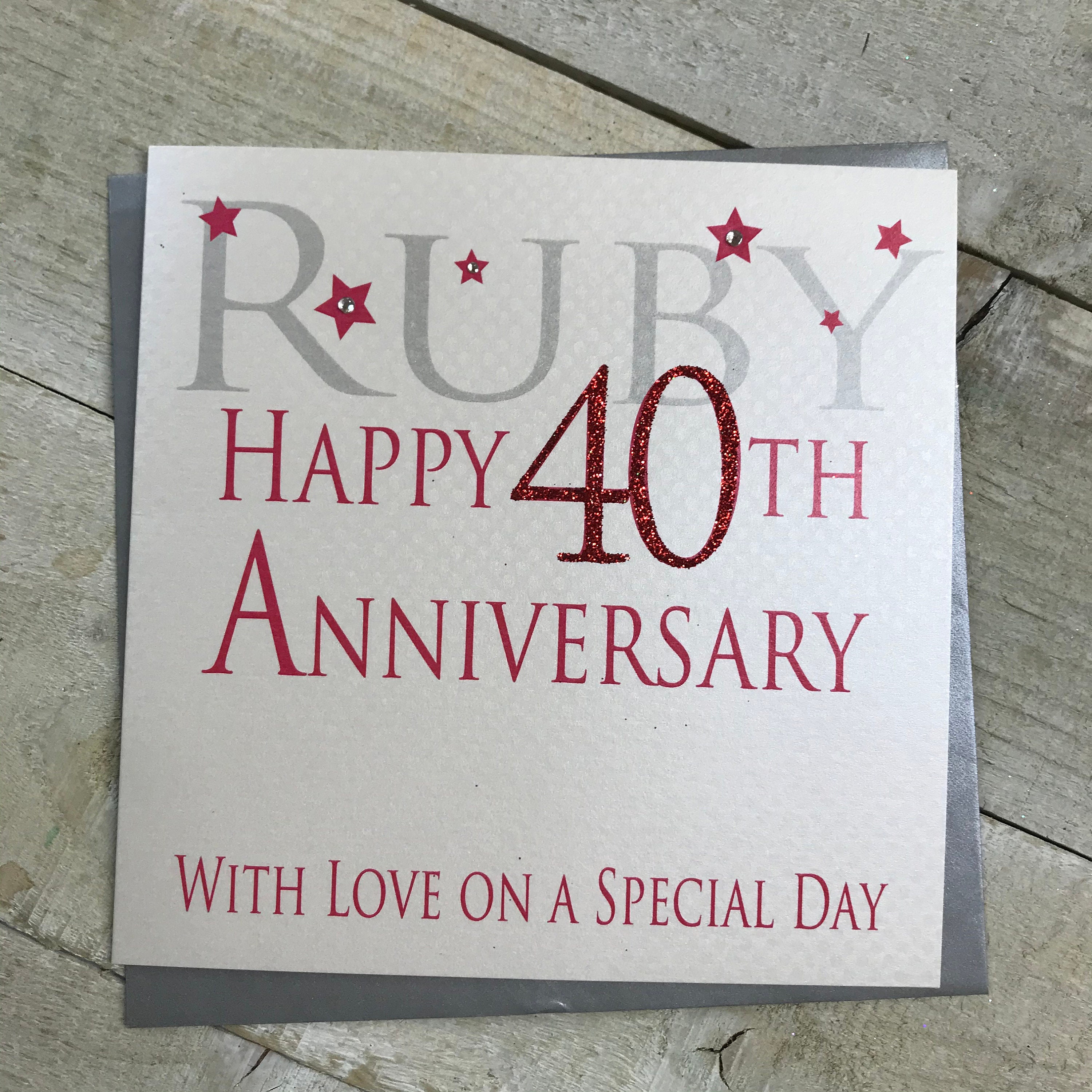 40th Ruby Anniversary Card for Wife Husband Mum & Dad - Etsy