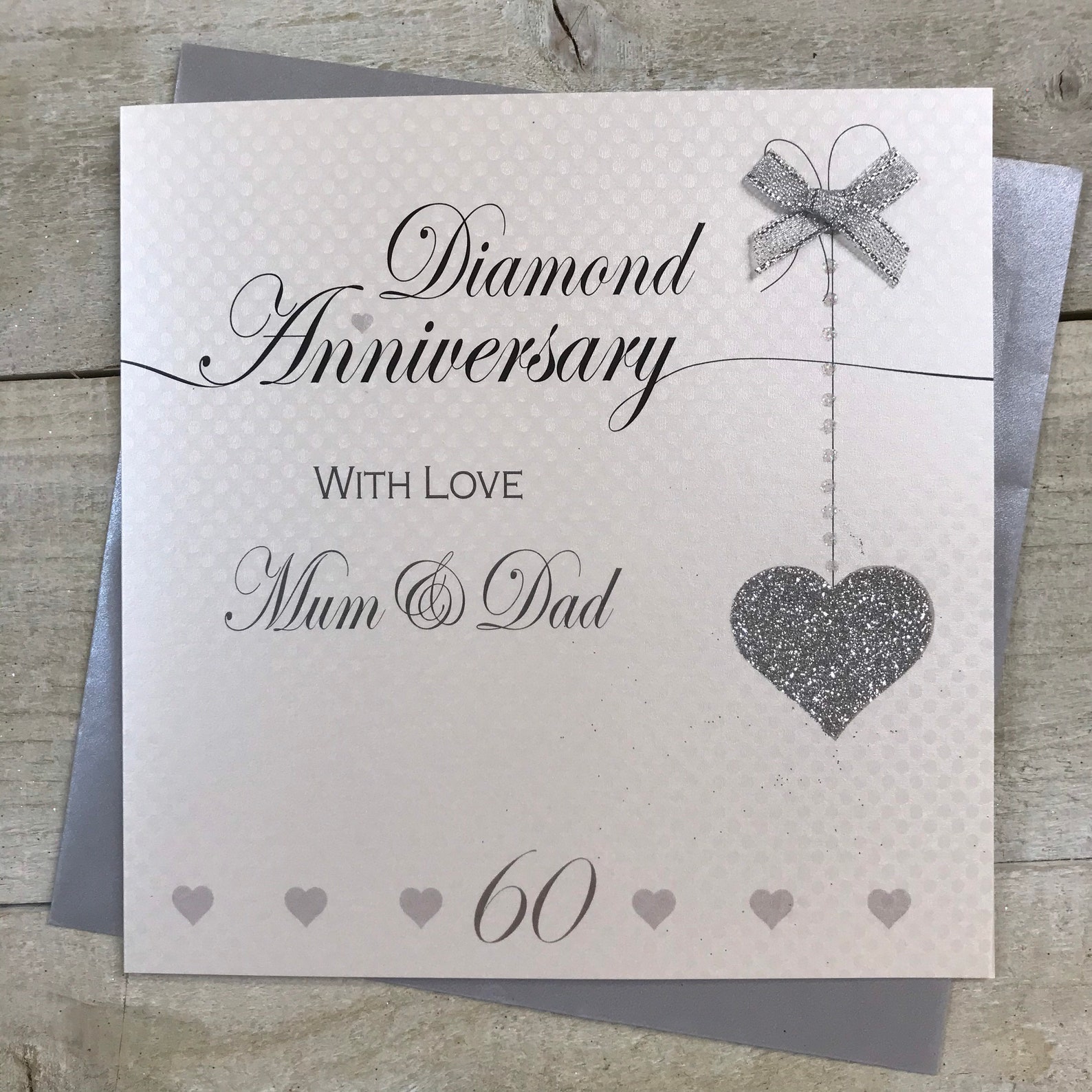 Diamond 60th Anniversary Card Glitter Heart Design LLA60 - Etsy