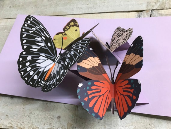 Pop up Card 4 Flying Butterflies Design by 2totango - Etsy