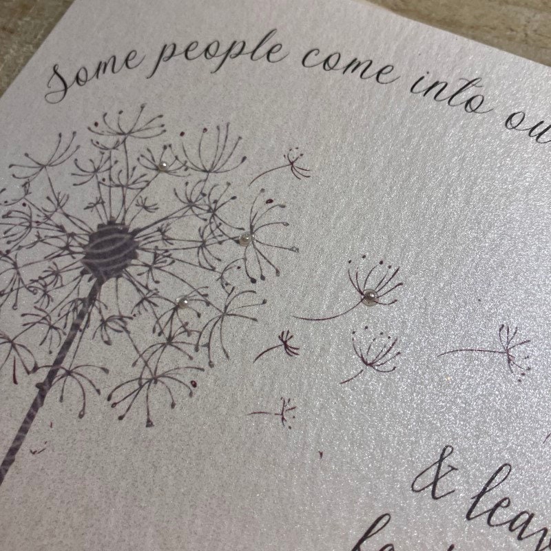 Sympathy Card - Wordy - Hearts & Footprints Dandelion - Loss of Someone ...