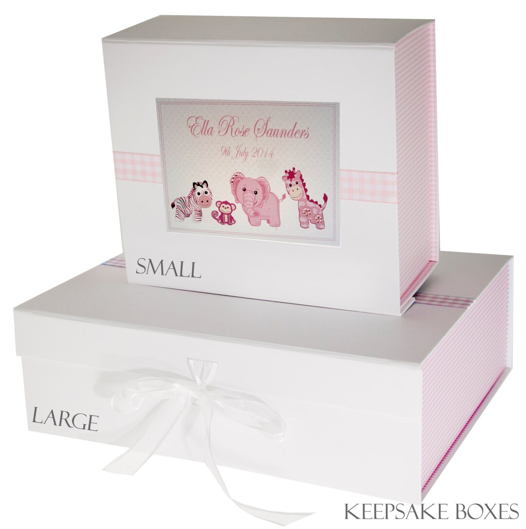 Personalised New Baby Keepsake Box - Pink Toys Design PL2 - Stunning ...