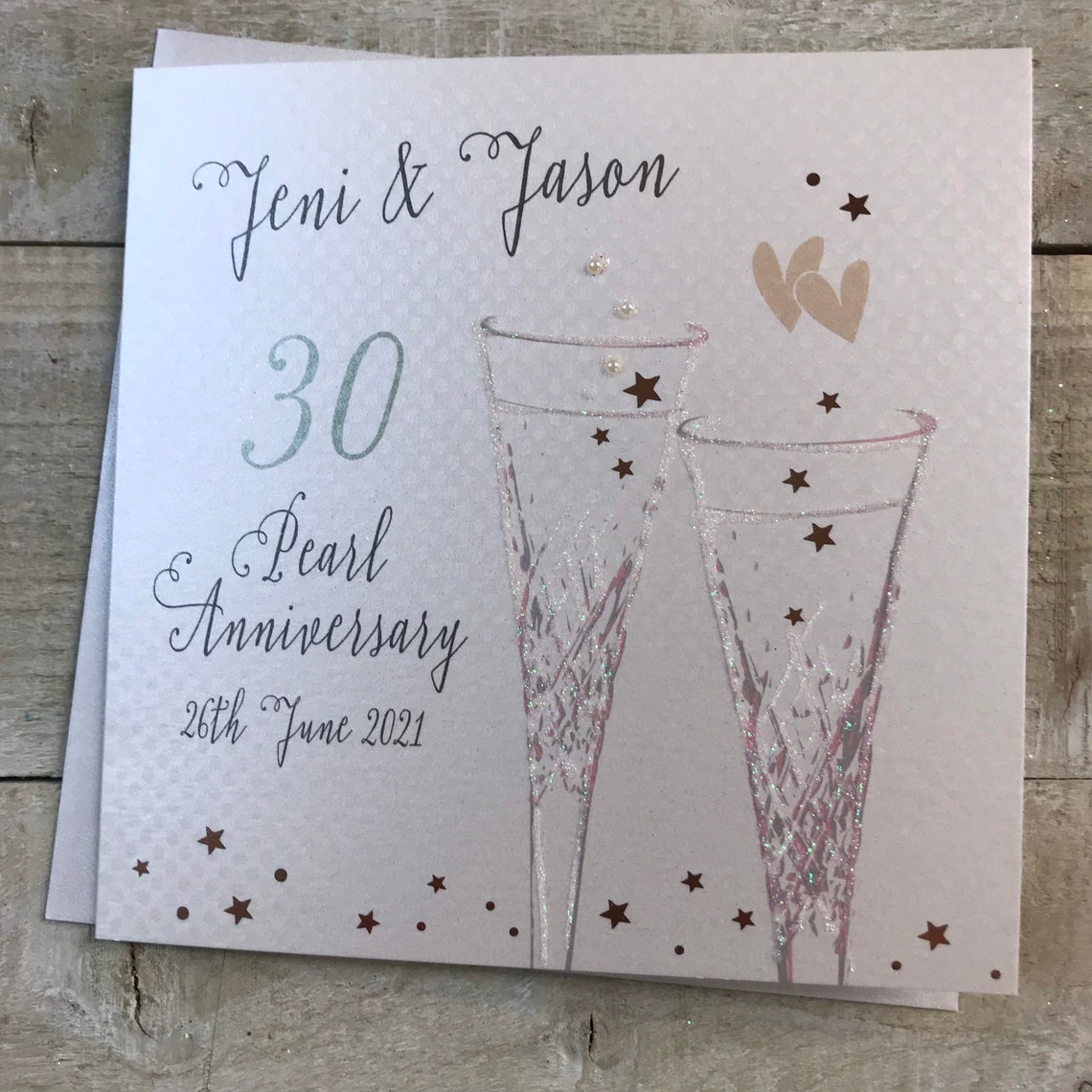 Personalised 30th Pearl Anniversary Card Flutes Design - Etsy UK