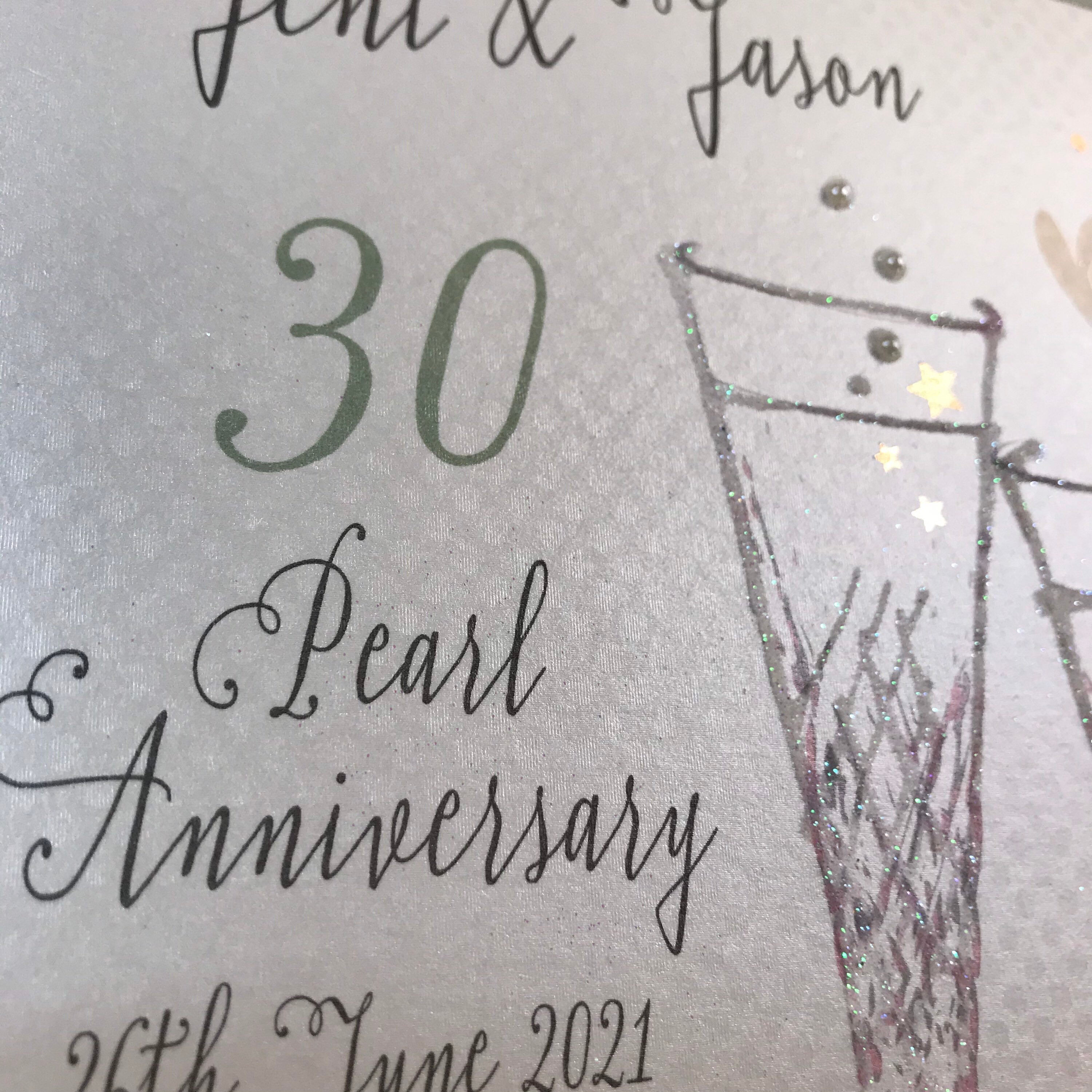 Personalised 30th Pearl Anniversary Card Flutes Design - Etsy UK