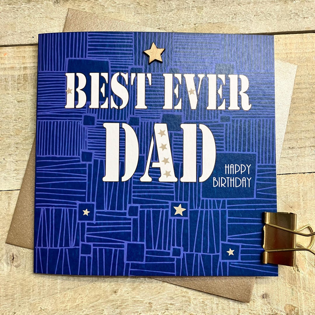 Dad Birthday Card - Handmade With Gems or Wooden Star - Stars, Beers ...