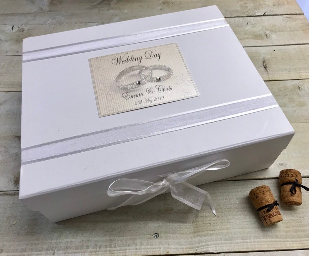 Personalised Wedding Day Keepsake Box - Rings Design PL8, Wedding ...