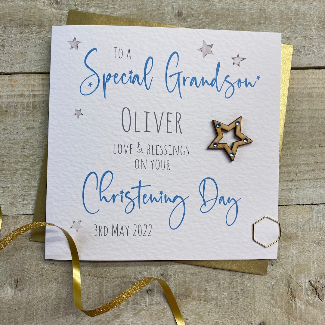 Godson, Grandson, Son, Nephew - Christening Baptism Card - Personalised ...