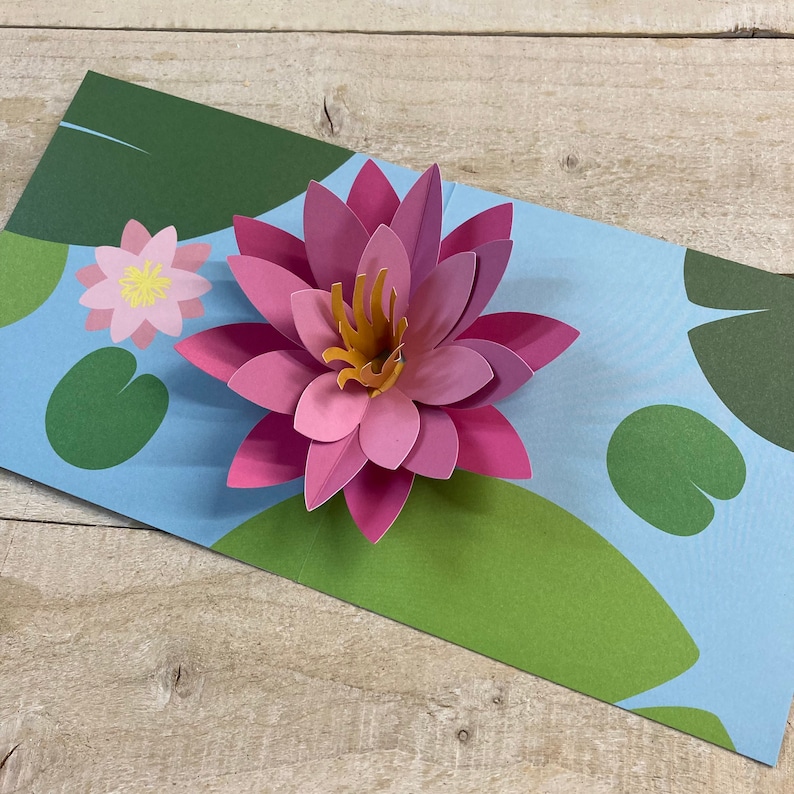 Pop up Card Water Lilly Yellow or Pink Design by 2totango | Etsy