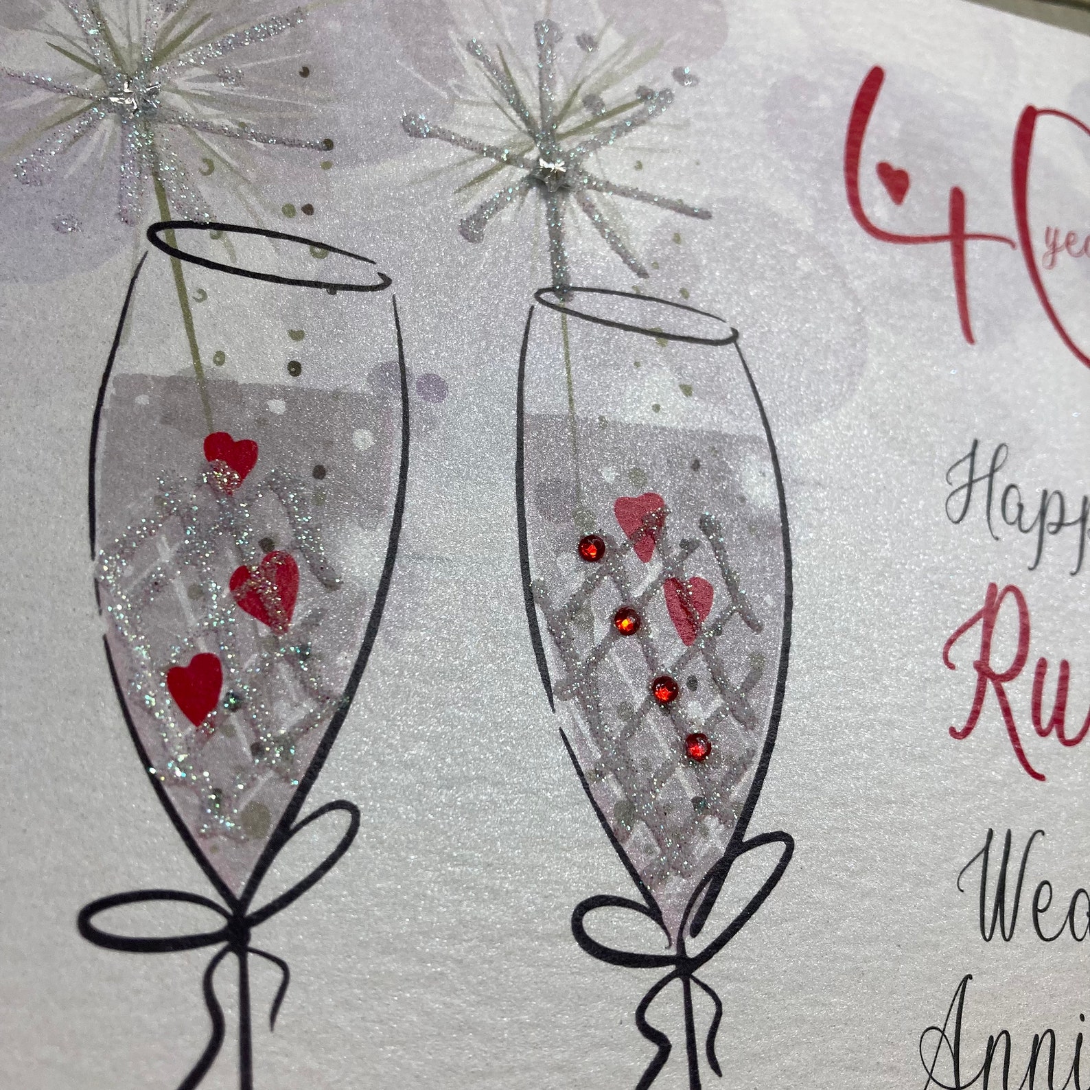 40th Ruby Anniversary Handmade Card Flutes Design Special - Etsy UK