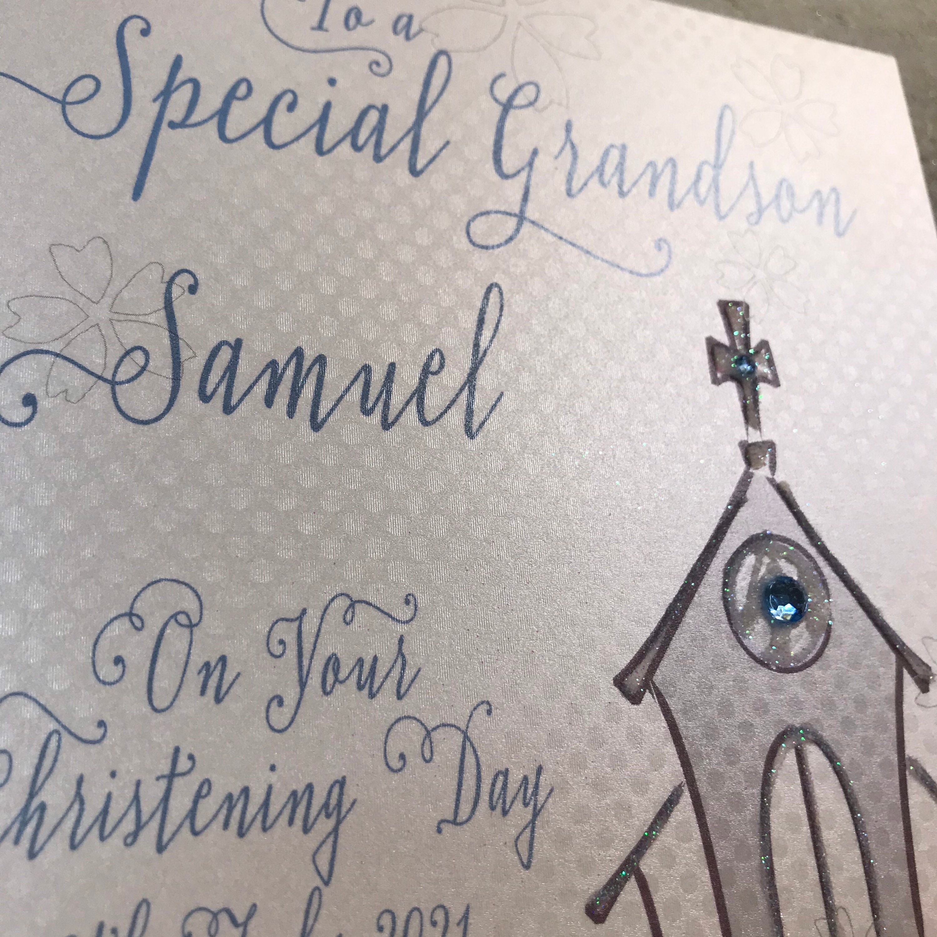 Personalised Special Grandson Handmade Christening Card Blue Etsy UK personalised-special-grandson-handmade-christening-card-blue-etsy-uk