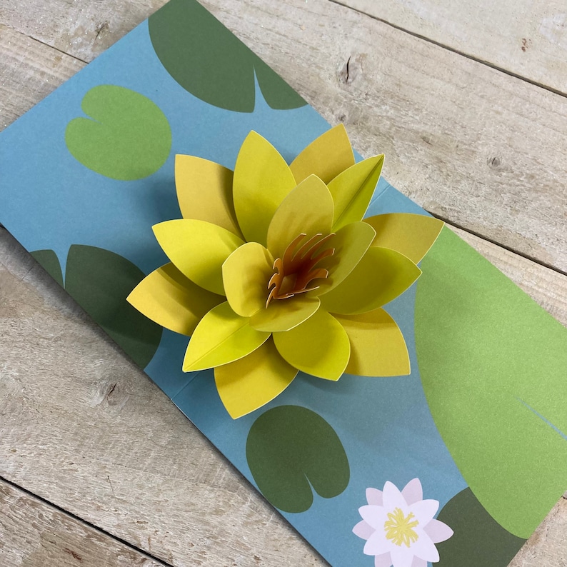 Pop up Card Water Lilly Yellow or Pink Design by 2totango | Etsy