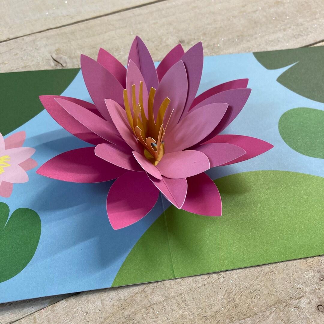Pop up Card Water Lilly Yellow or Pink Design by 2totango - Etsy