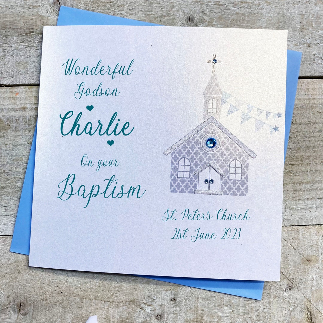 Personalised Special Godson Christening Card - Church - Baptism ...